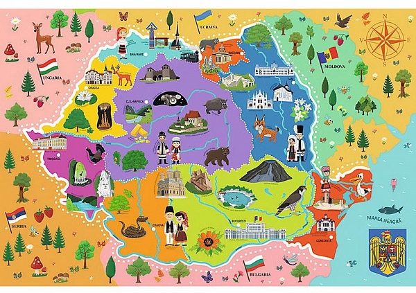Trefl Puzzles - "100 Educational" - The Map of Romania for children ...